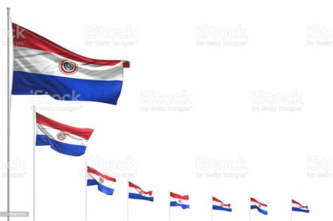 멋진 많은 파라과이 플래그는 콘텐츠장소에 흰색에 대각선 고립 배치 모든 행사 플래그 3d 일러스트 0명에 대한 스톡 사진 및 기타 이미지 Istock