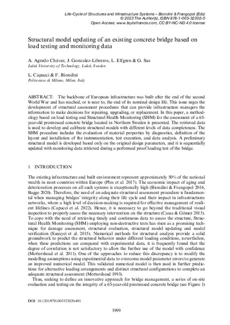 Pdf Structural Model Updating Of An Existing Concrete Bridge Based On