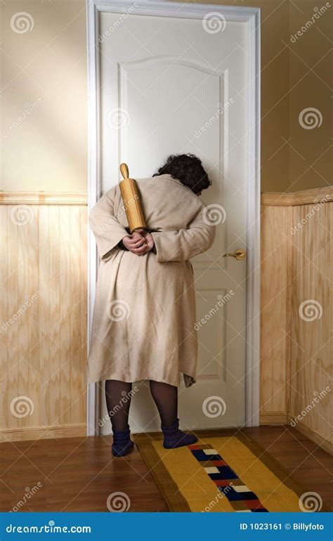 Angry Woman With Rolling Pin Stock Image Image Of Alcohol Female