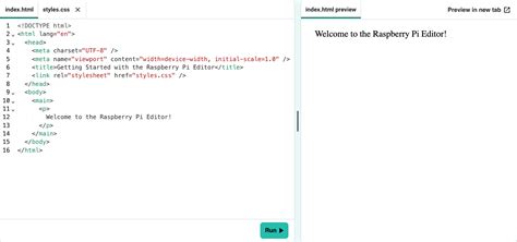 Html Code In The Code Editor The Preview Panel Shows The Output