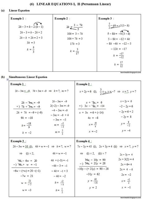 Persamaan Linear Matematik Tingkatan 1 Bab 6 Persamaan Linear Part