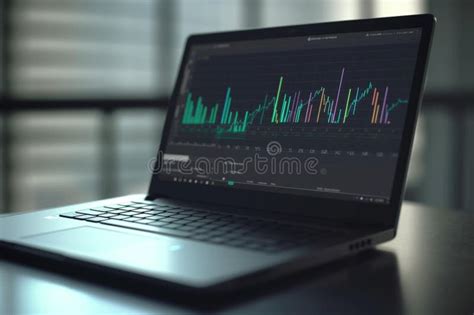 Laptop Display With Graph Data Analysis On Laptop In Office AI Generative Stock Illustration