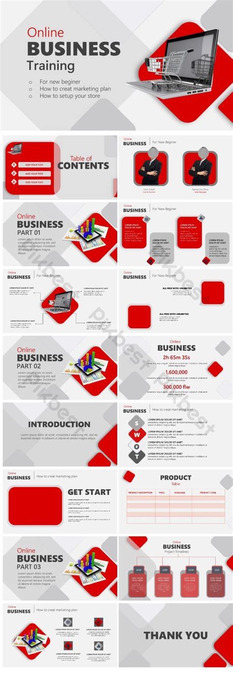 Online Business Powepoint Template Red Powerpoint Pptx Template Free Download Pikbest