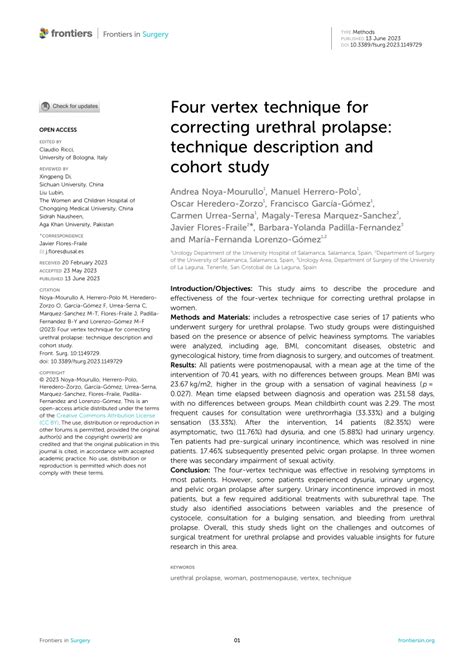 Pdf Four Vertex Technique For Correcting Urethral Prolapse Technique