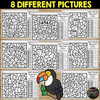 Rainforest Color By Code Sight Words No Prep Coloring Sheets TPT