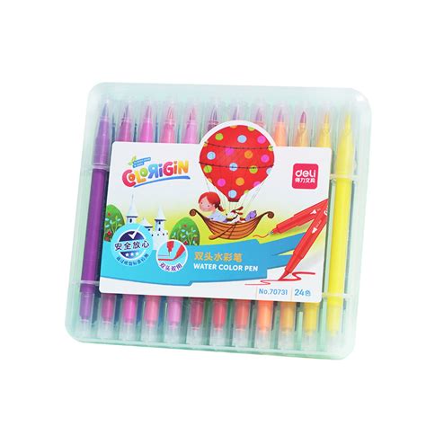 得力软头水彩笔彩笔画画笔美术专用绘画套装彩色学生用小学儿童画画安全无毒幼儿园小学生可水洗24色36色48色 虎窝淘