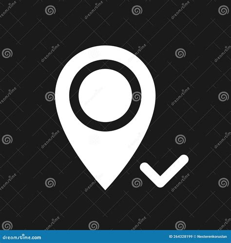 Reaching Pinned Destination Dark Mode Glyph Ui Icon Stock Vector Illustration Of Logotype