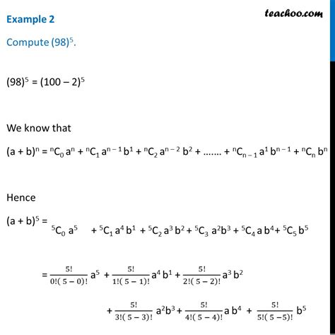 Example 2 Compute 984 Using Binomial Theorem Teachoo