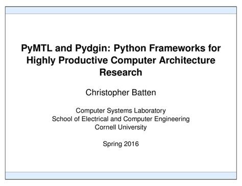 Python Frameworks For Highly Productive Computer Architecture