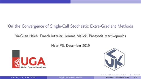 On The Convergence Of Single Call Stochastic Extra Gradient Methods Ppt