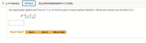Solved 7 11 Points Details Zilldiffeqmodap11 72025