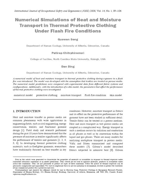 Numerical Simulations Of Heat And Moisture Transport In Thermal Protective Clothing Under Flash
