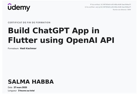 Udemy Certification Flutter Openai Chatgpt Mobiledevelopment Salma Habba