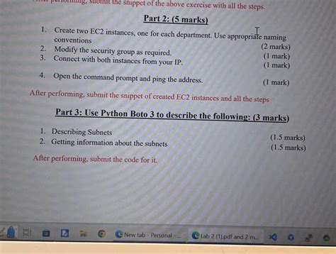 Solved Part 2 5 Marks 1 Create Two Ec2 Instances One