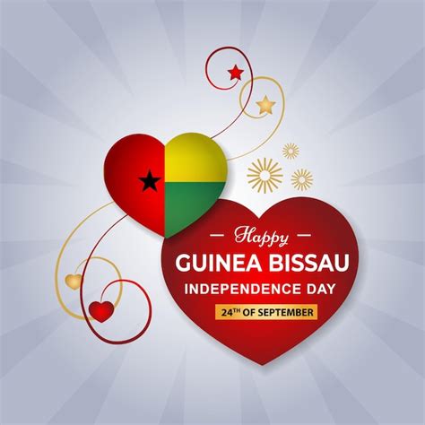 Premium Vector Guinea Bissau Heart Flag For Independence Day