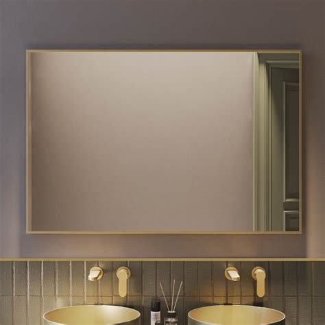 Rectangular Brass Backlit Heated Bathroom Mirror With Lights 1200 X