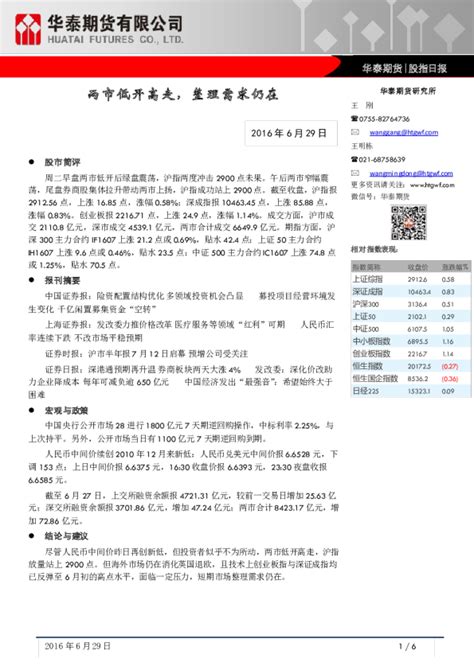 股指日报：两市低开高走，整理需求仍在