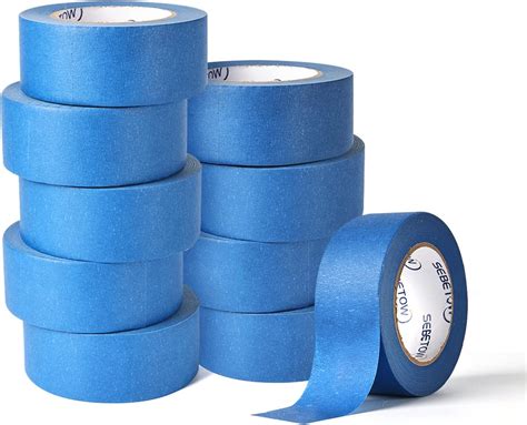 Sebetow 10 Rolls Painters Tape 2 Inch Bulk Painter Tape Blue Wide Roll