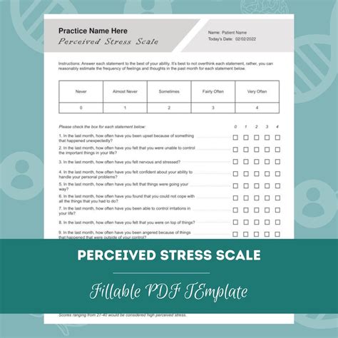 Perceived Stress Scale Worksheet Editable Fillable Pdf Template For Counselors