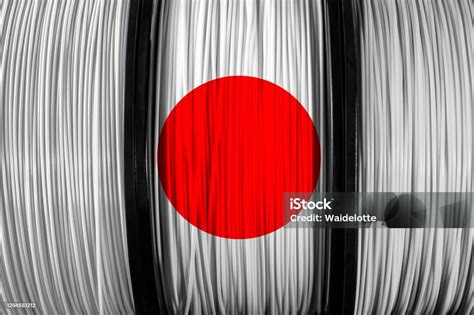 3d 프린터용 코일의 일본 국기 3d 프린팅용 필라멘트 흰색과 빨간색 색상의 밝은 열가소성 3차원 인쇄에 대한 스톡 사진 및 기타 이미지 Istock