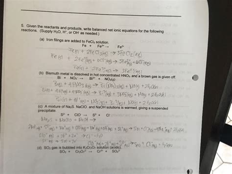 Solved 5 Given The Reactants And Products Write Balanced