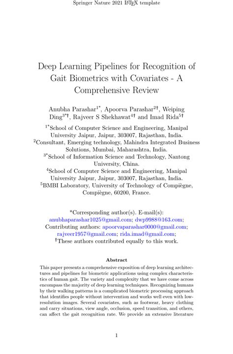 Pdf Deep Learning Pipelines For Recognition Of Gait Biometrics With