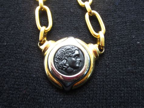 1980s Cameo Necklace Pompeii Style Necklace Black With Etsy Uk