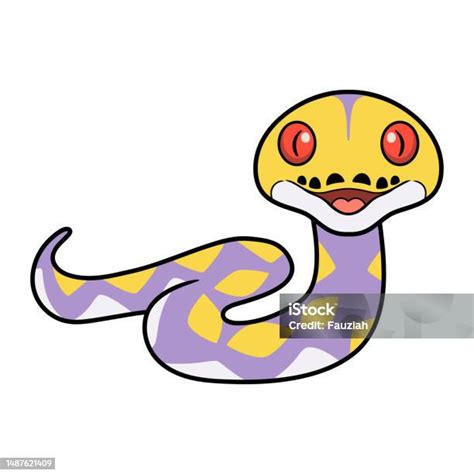 Kartun Python Reticulated Lavender Lucu Ilustrasi Stok Unduh Gambar Sekarang Alam