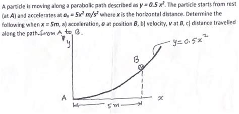 solved a particle is moving along a parabolic path described