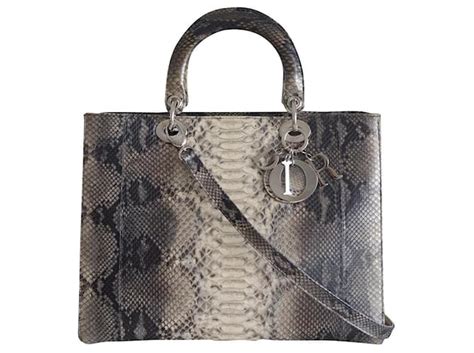 Large Model Lady Dior Python Bag Python Print Leather Ref680197 Joli