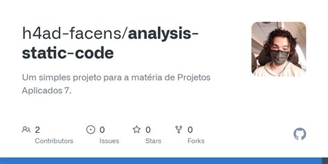 GitHub h ad facens analysis static code Um simples projeto para a matéria de Projetos