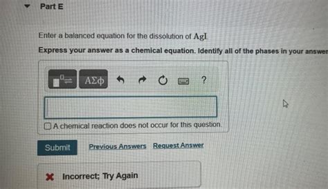 Solved Enter A Balanced Equation For The Dissolution Of