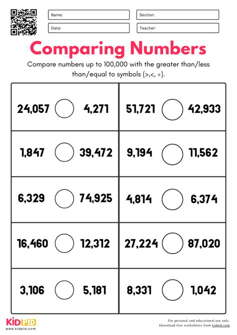 Comparing Three Numbers Free Printable Comparing Numbers Worksheets