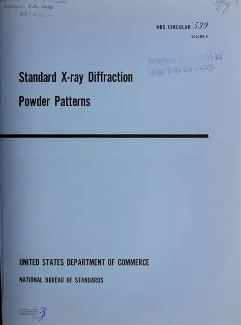 Standard X Ray Diffraction Powder Patterns Docslib