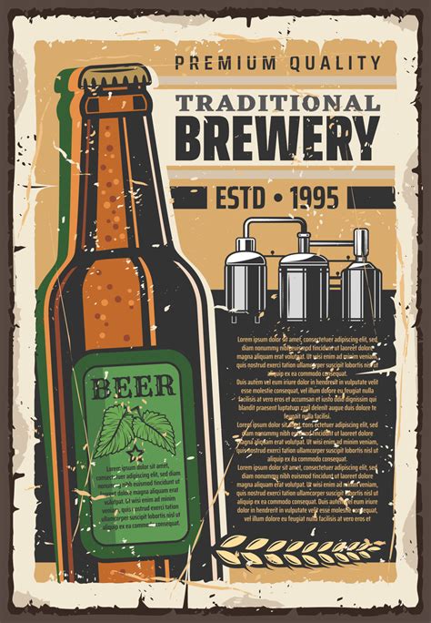 Brewery Premium Quality Beer Vector Retro Poster 16162884 Vector Art At