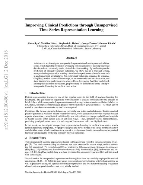 improving clinical predictions through unsupervised time series representation learning deepai