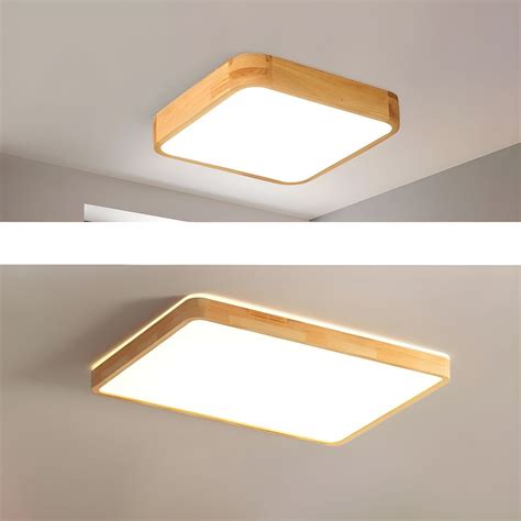 Wood Color Rectangular Led Ceiling Light In Modern Concise Style Wooden