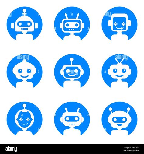 Chatbot Symbol Logo Template Robot Icon Set Bot Sign Design Modern Vector Flat Style Cartoon