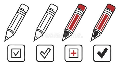 Pencil And Checkmark Icons Checklist And Task Management Vector Design Generative Ai Stock