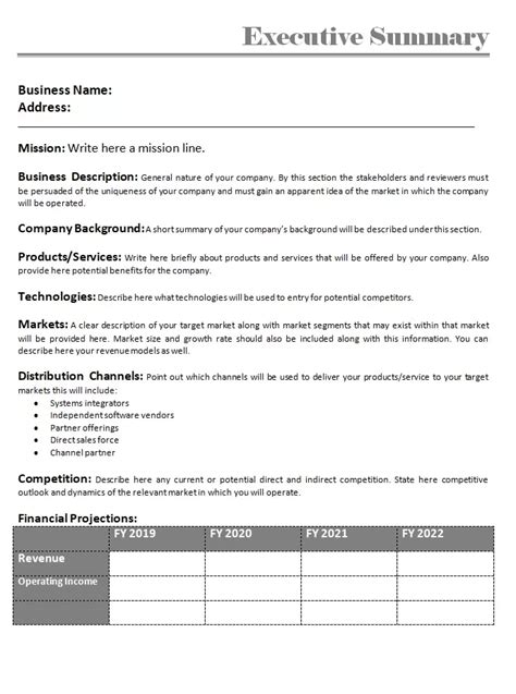 Executive Summary Template Free Word And Excel Templates