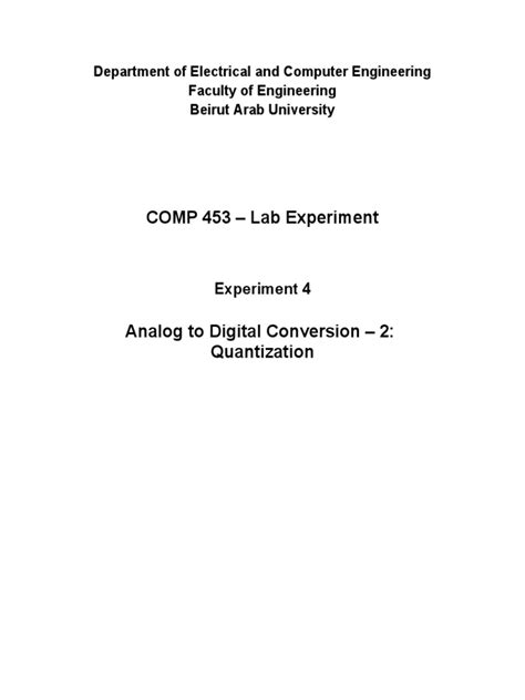 Lab4 Quantization Pdf Signal To Noise Ratio Sampling Signal Processing