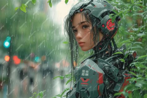 Premium Photo Female Cyborg Robot Girl In Exoskeleton Glossy Shiny