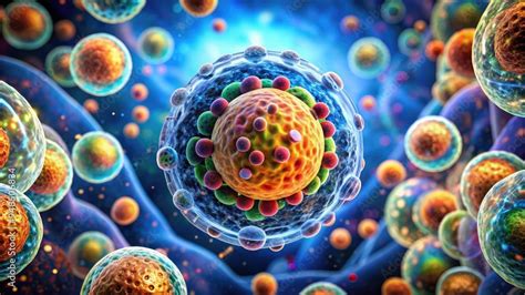 Microscopic Image Of A Stained Cell Nucleus Displaying Chromatin Structures And Dna