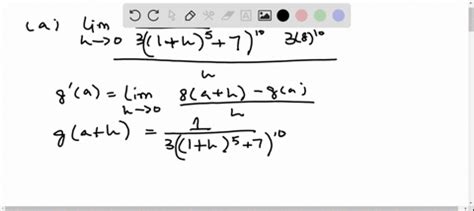 SOLVED Calculating Limits The Following Limits Are The Derivatives Of A Composite Function G At