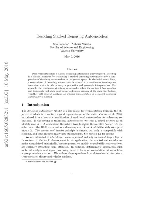 Pdf Decoding Stacked Denoising Autoencoders