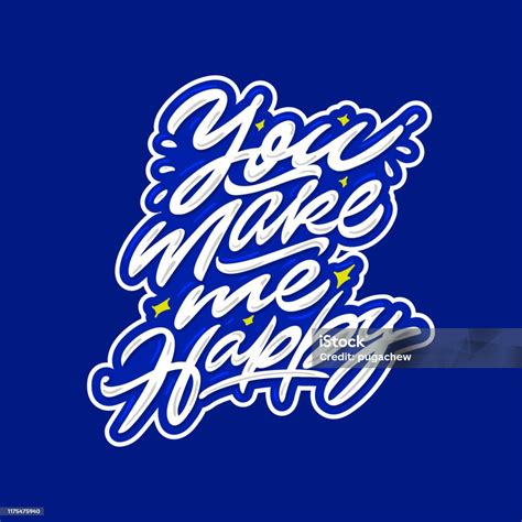 당신 때문에 행복해요 레터링 벡터 그림입니다 포스터 인쇄물 스티커에 대한 양식에 일치시키는 타이포그래피 그래픽 프린트에 대한 스톡 벡터 아트 및 기타 이미지 Istock