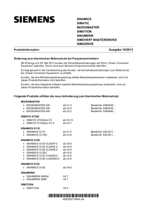 Siemens Product Information SINAMICS SIMATIC SIMOTION Pdf CNC Manual