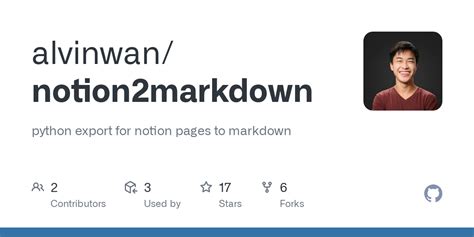 Github Alvinwannotion2markdown Python Export For Notion Pages To