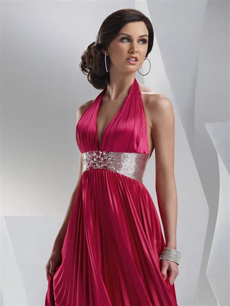 Deep Rose Empire Halter And Deep V Neck Backless Sweep Train Floor
