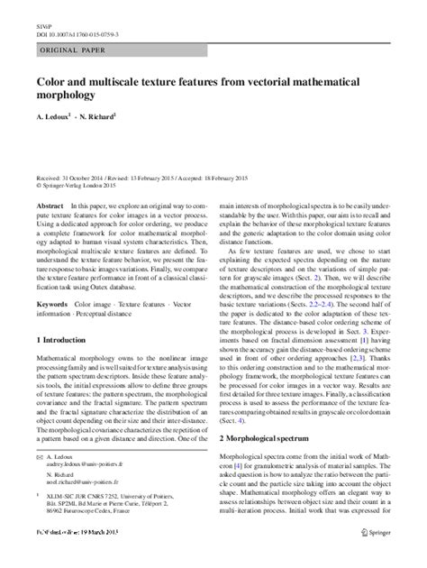 Pdf Multiscale Texture Features Via Vectorial Mathematical Morphology